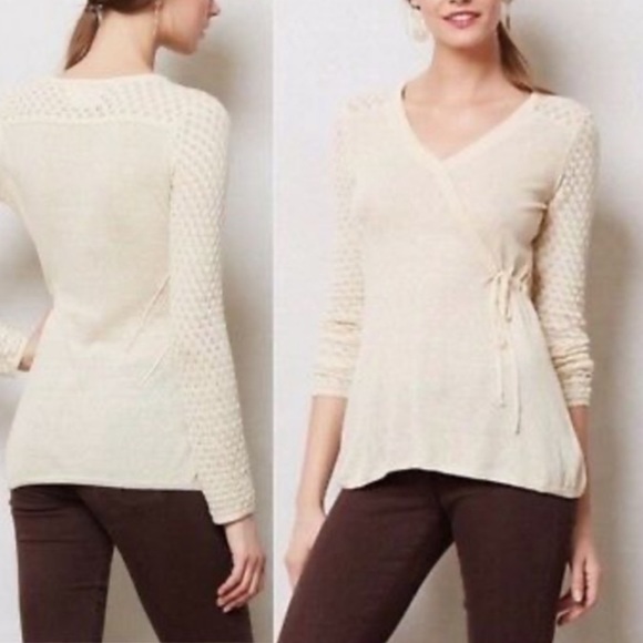 Anthropologie | Sweaters | Anthropologie Rosie Neira Cream Pointelle ...